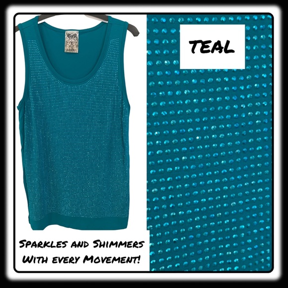 Vocal | Tops | Nwt Vocal Teal Rhinestone Tank Size Small Gorgeous And ...